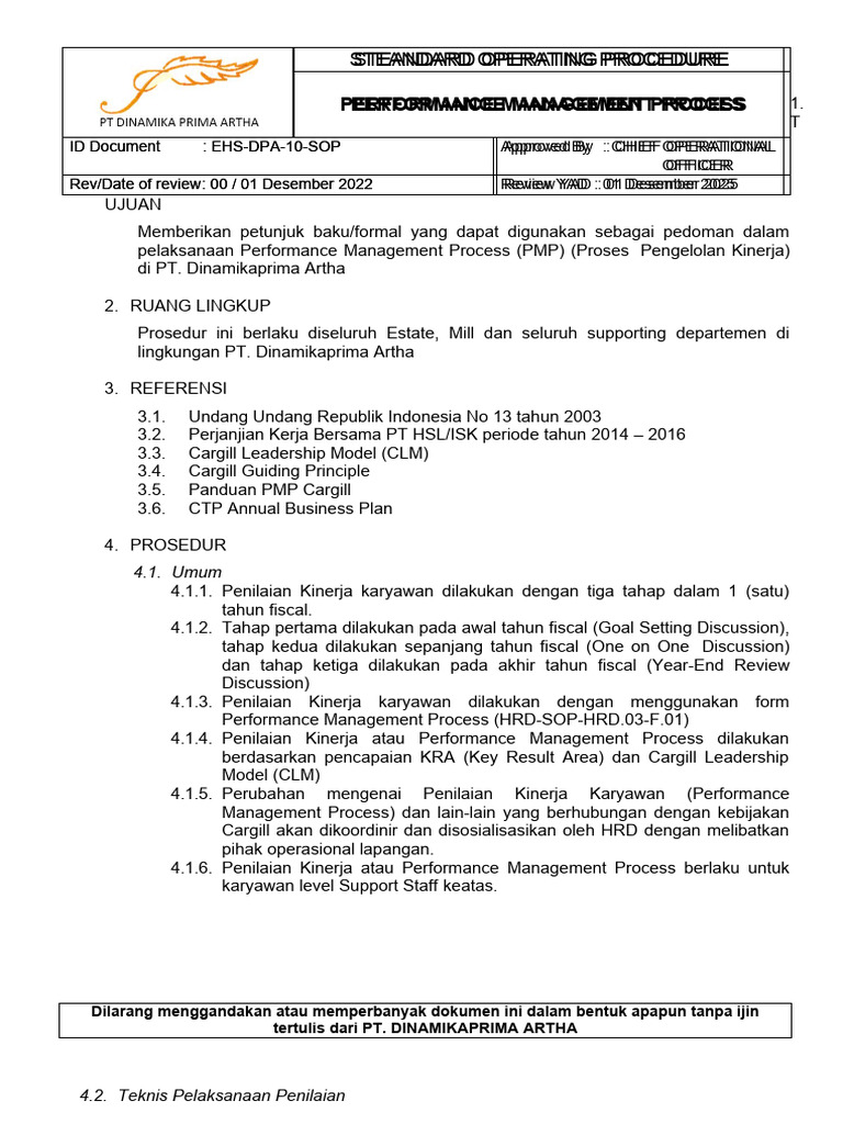 HRD SOP HRD 03 R.03 - Performance Management Process (PMP) | PDF