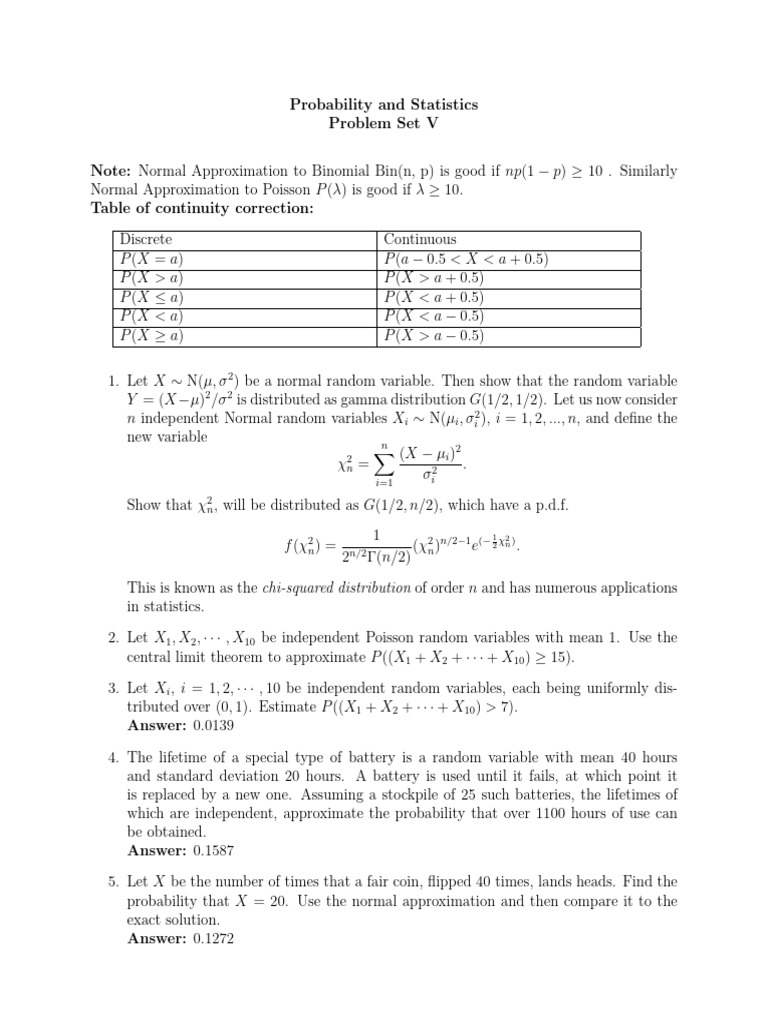 PS V | PDF | Standard Deviation | Probability Distribution