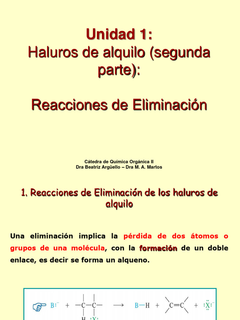 Reacciones de Eliminación de Haluros | PDF | Alqueno | Reacciones químicas