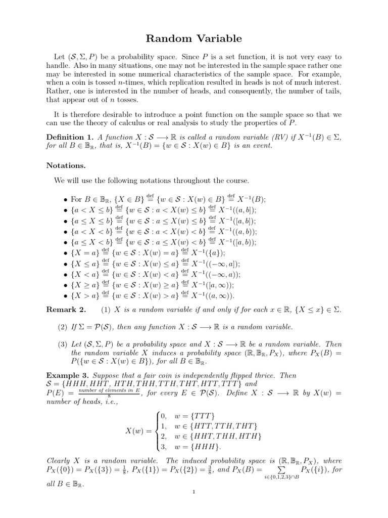 Lecture 3 | PDF | Random Variable | Function (Mathematics)