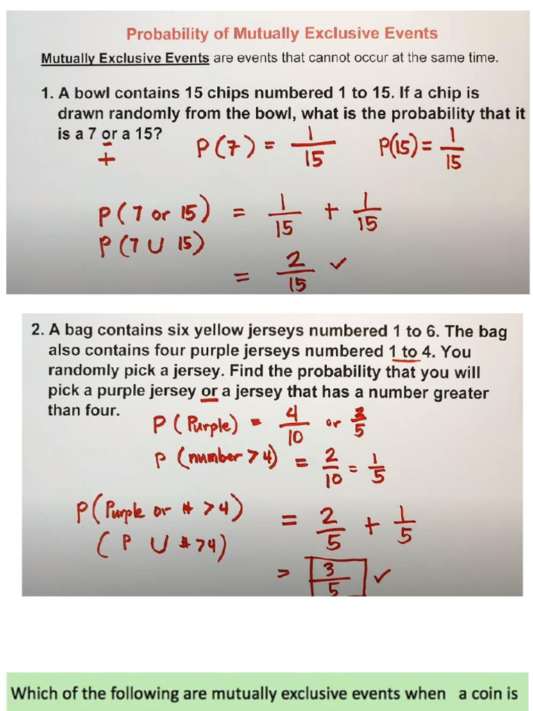 Mutually Exclusive and Not Mutually Exclusive | PDF | Mathematical ... Mutually Exclusive and Not Mutually Exclusive | PDF | Mathematical ...