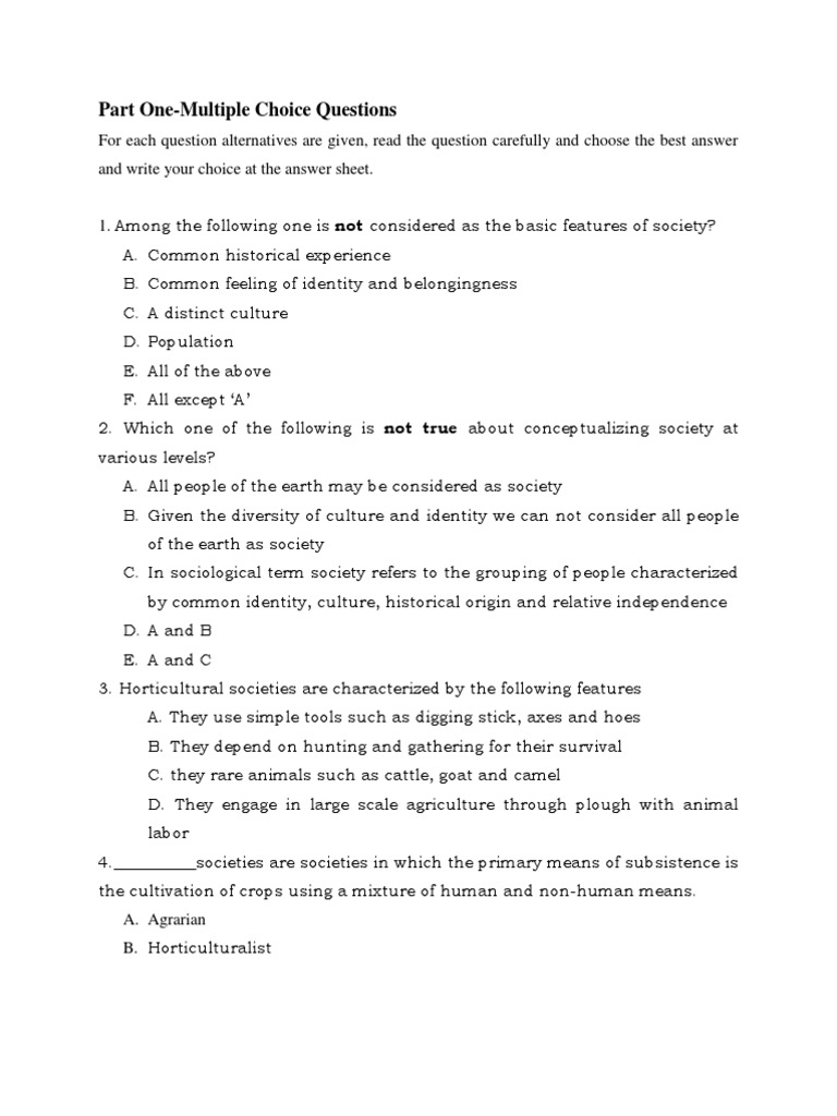 Part One-Multiple Choice Questions | PDF