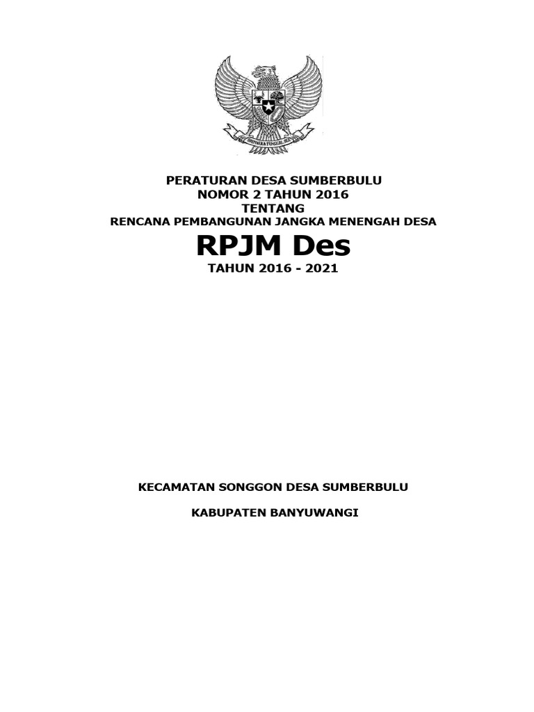RPJM Desa Sumberbulu 2016-2021 | PDF