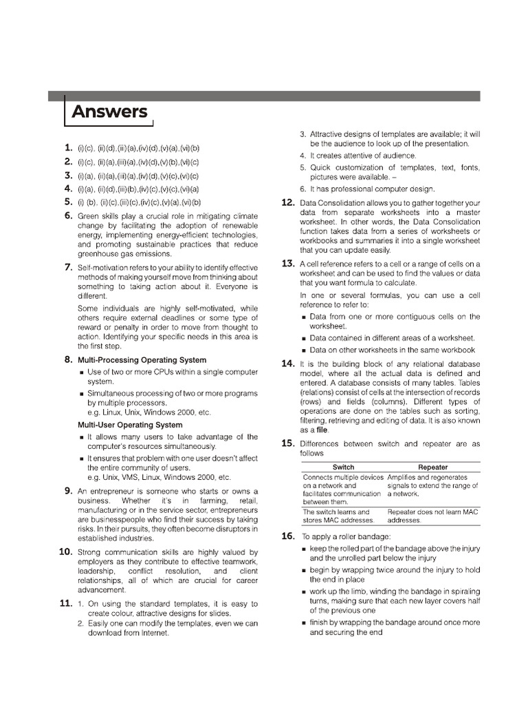 It Class 10 Solution SQP 10 | PDF