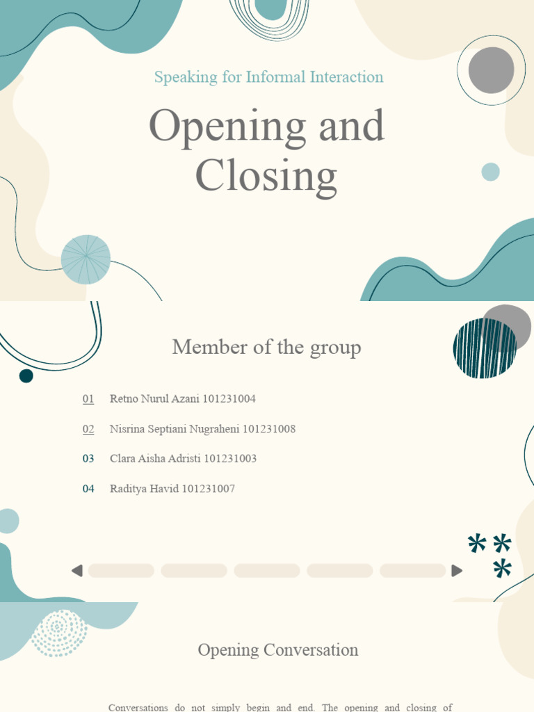 Opening and Closing - Speaking For Informal Interaction | PDF ...