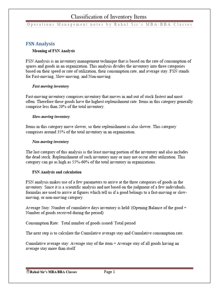 FSN and VED Inventory Classifications | PDF | Inventory | Goods