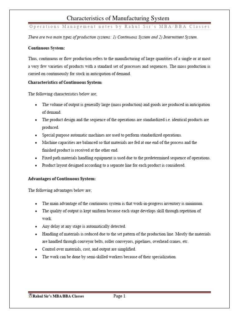 Classification of Production System | PDF | Operations Management ...