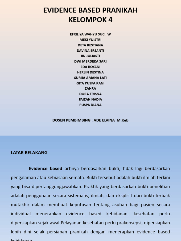 Asuhan Pranikah Berbasis Bukti Ilmiah | PDF