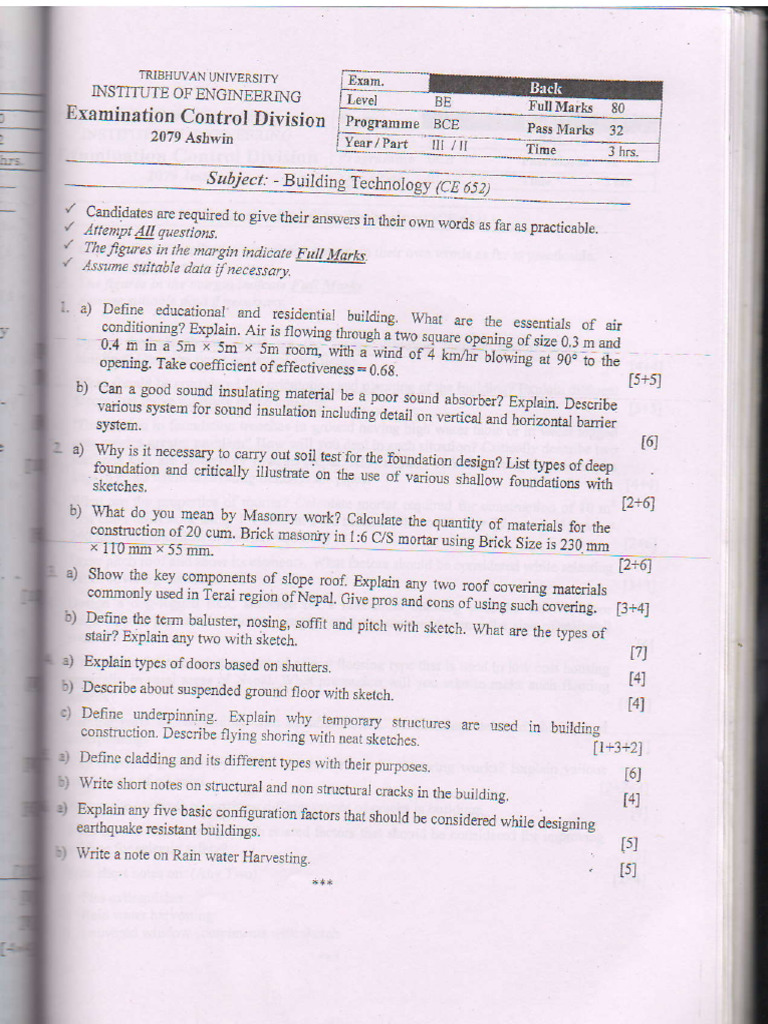 Building Past Question | PDF | Structural Engineering | Building