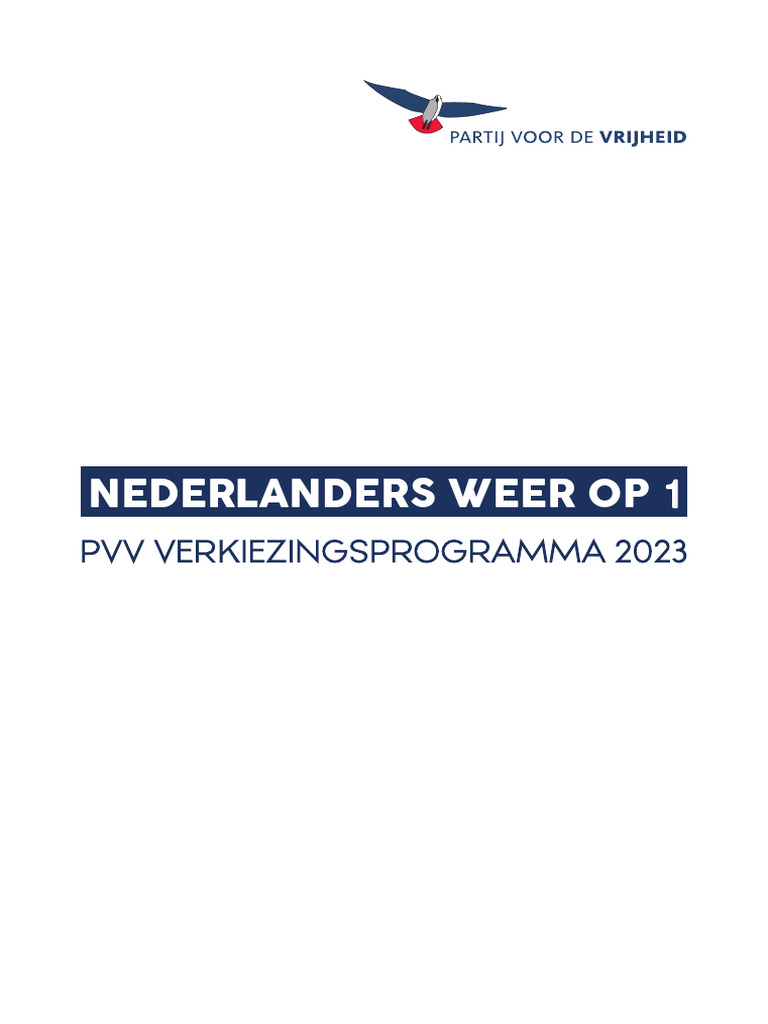 PVV Verkiezingsprogramma 2023 | PDF