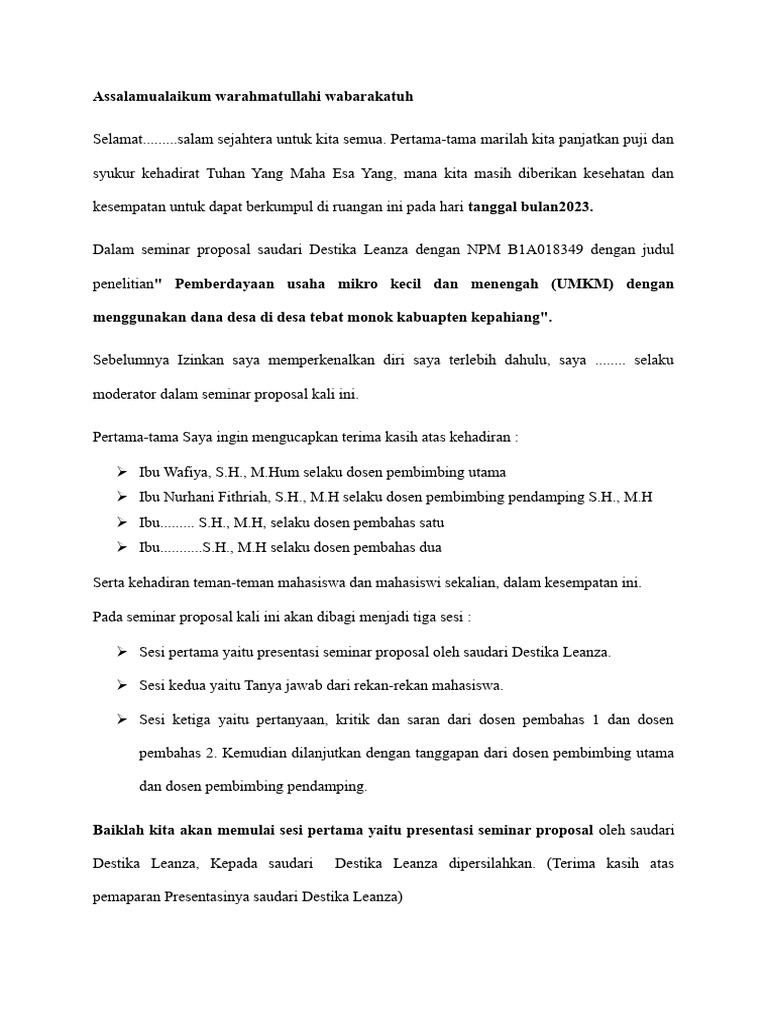 Seminar Proposal UMKM Dana Desa 2023 | PDF | Karier & Perkembangan | Pengembangan Diri