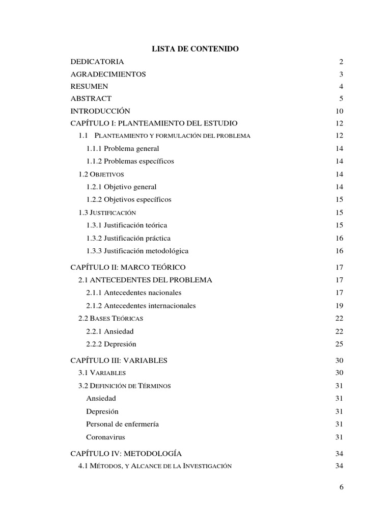 Lista de Contenido: Lanteamiento Y Formulación Del Problema | PDF ...