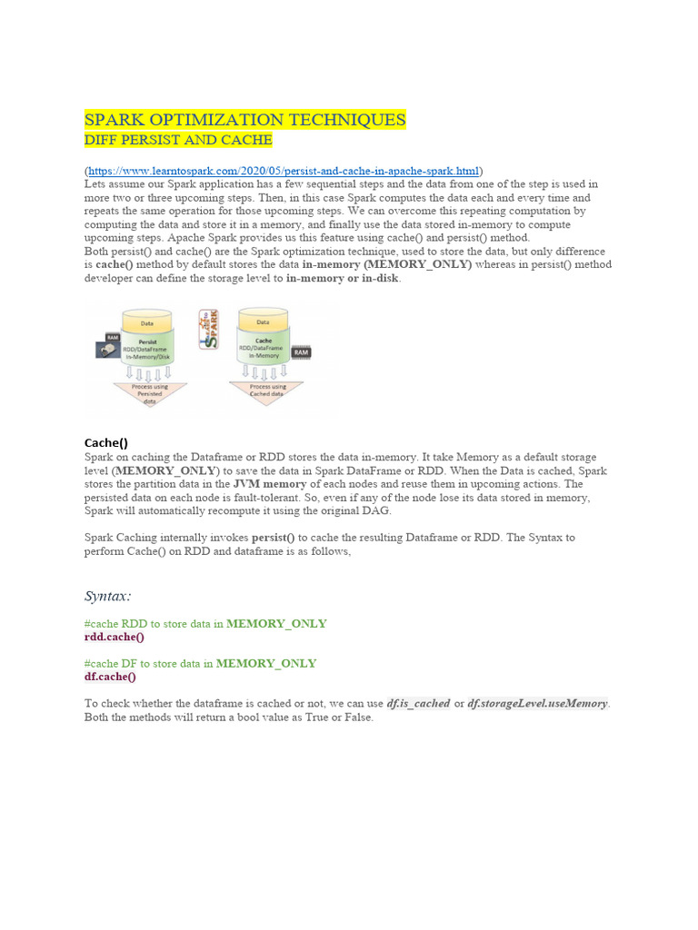 My ApacheSpark Documentation | PDF | Computer Data Storage | Cache (Computing)