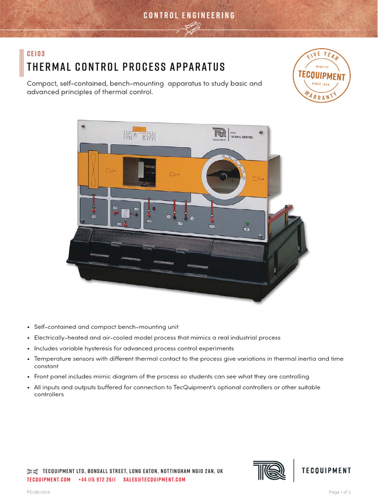 CE103 Thermal Control Process Datasheet 0518 | PDF | Heat | Thermal ...