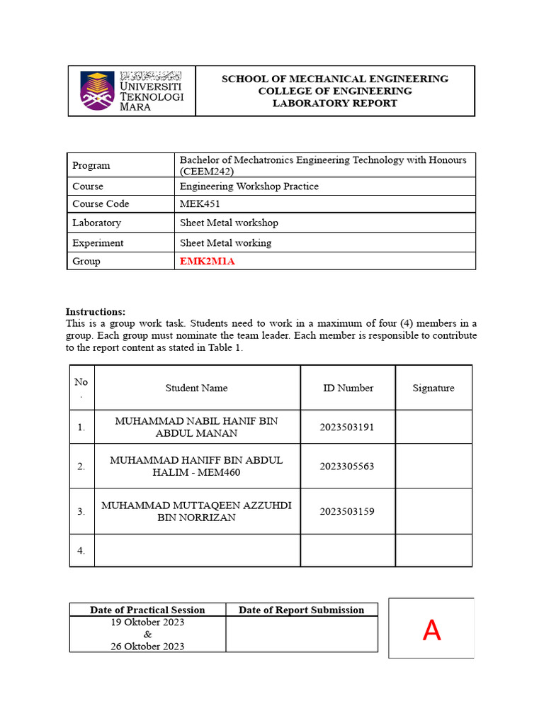 Sheet Metal Working Lab Report | PDF | Sheet Metal | Metalworking