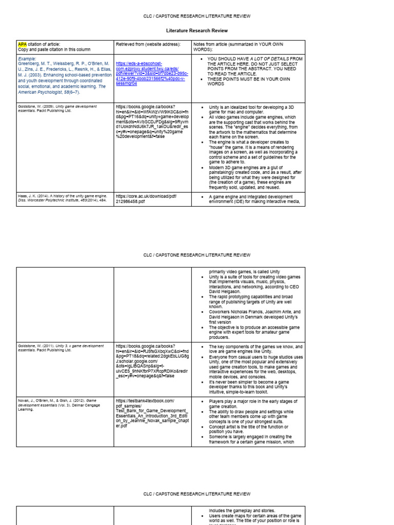 Literature Review 1 | PDF | Unity (Game Engine) | Computing