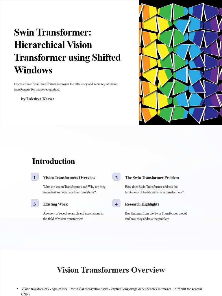 Swin Transformer Hierarchical Vision Transformer Using Shifted Windows | PDF | Computer Vision ...