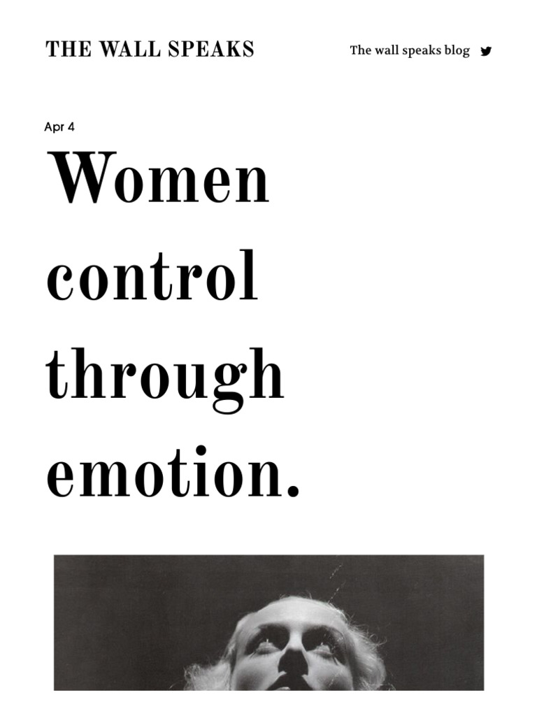 Women Control Through Emotion. - The WALL SPEAKS | PDF | Guilt (Emotion ...