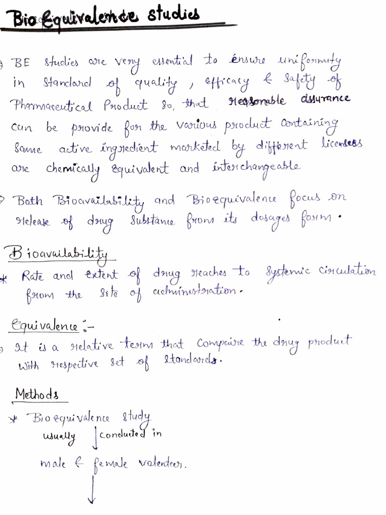 Overview of Bioequivalence Studies | PDF