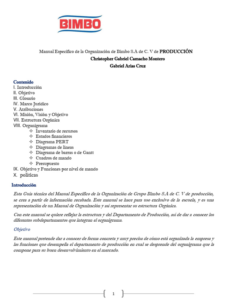 Manual Especifico de La Organizacion de Bimbo S PR | PDF | Fermentación | Calidad (comercial)