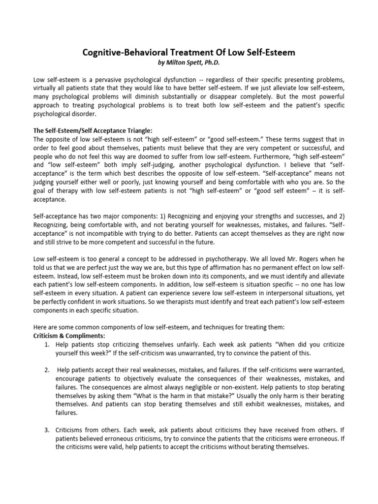Low Self-Esteem | PDF | Self Esteem | Psychotherapy