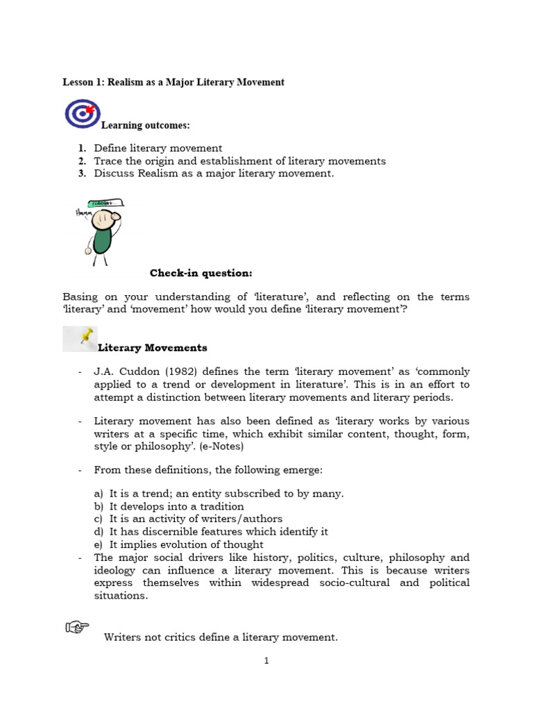 Realism As A Major Literary Movement - Lesson 1 | PDF | Realism (Arts ...