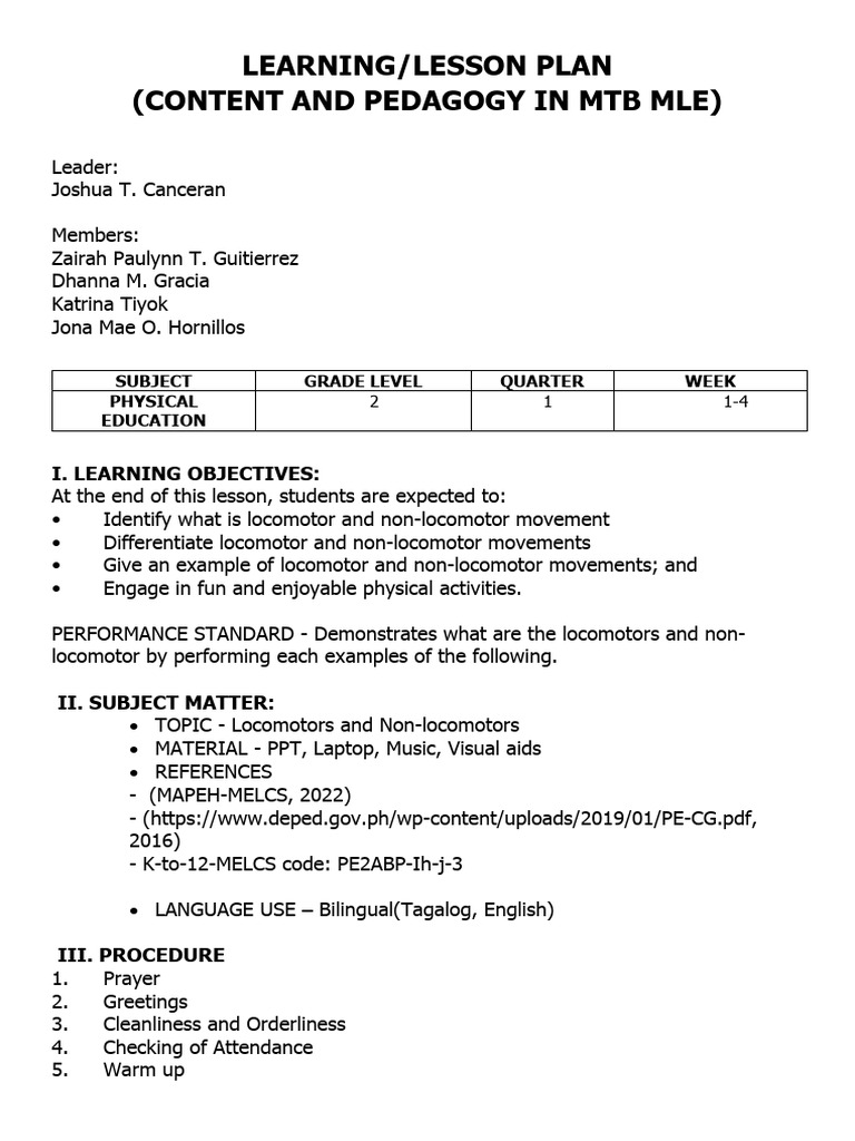 LP Content Peda in MTB Mle | PDF