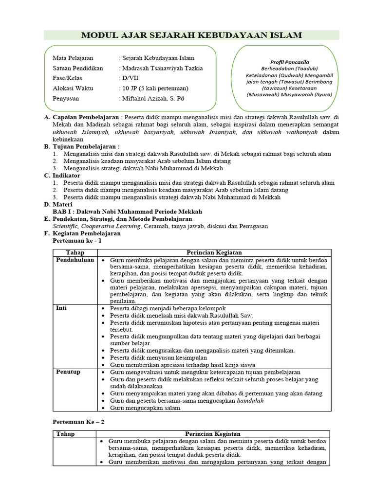 Modul Ajar Sejarah Kebudayaan Islam | PDF
