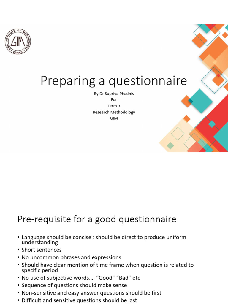 Session 12 - Preparing Aquestionnaire | PDF | Questionnaire | Cognition