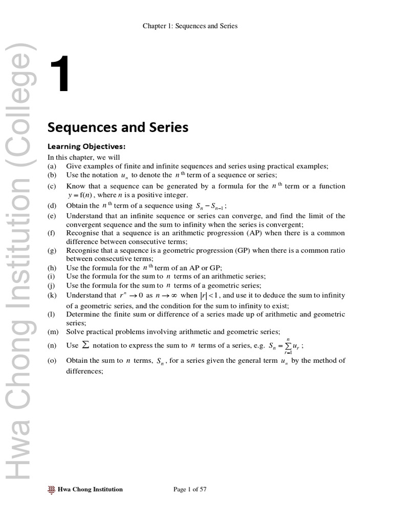 2022 Chapter 1 Sequences and Series (Student Copy) | PDF | Sequence | Summation