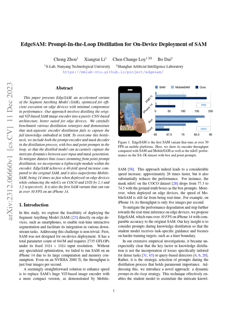 EdgeSAM: Prompt-In-the-Loop Distillation For On-Device Deployment of SAM | PDF | Image ...