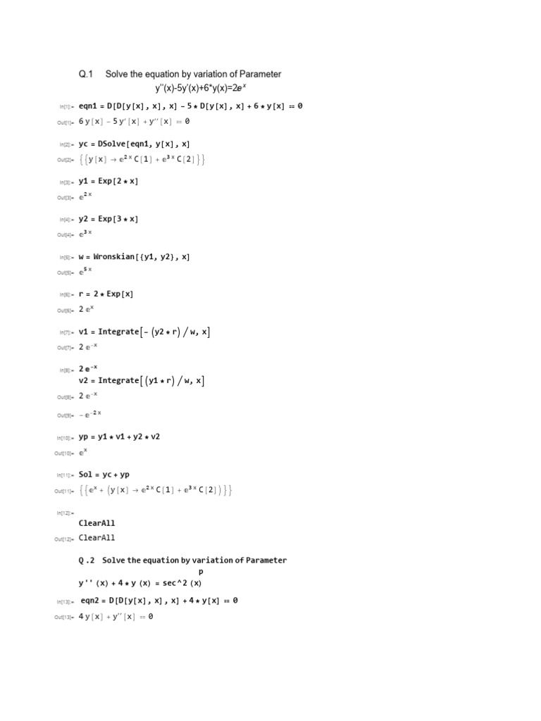 Method of Variation of Parameter | PDF | Mathematical Concepts | Algebra