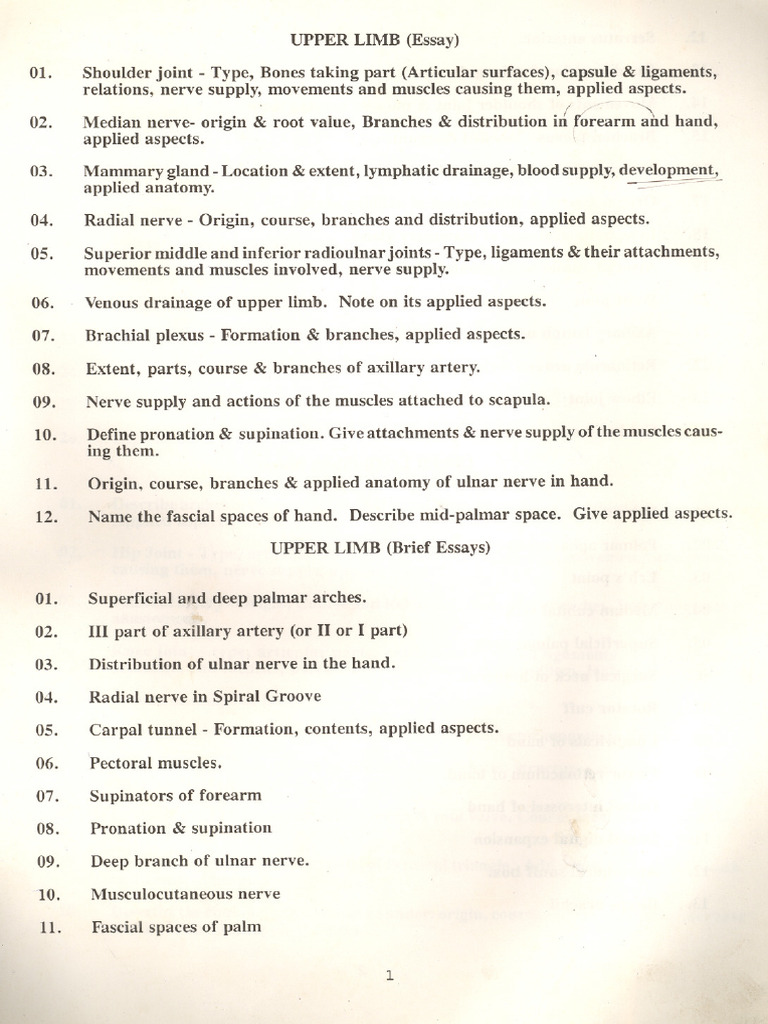 Anatomy Question Bank | PDF