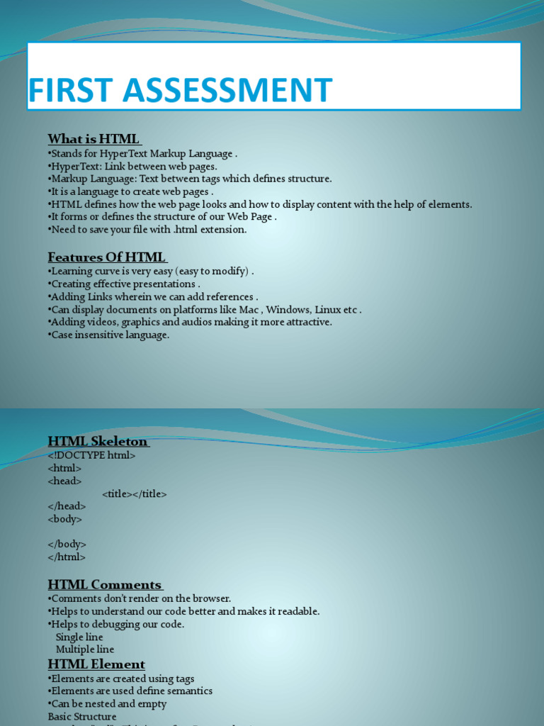First Assessment | PDF