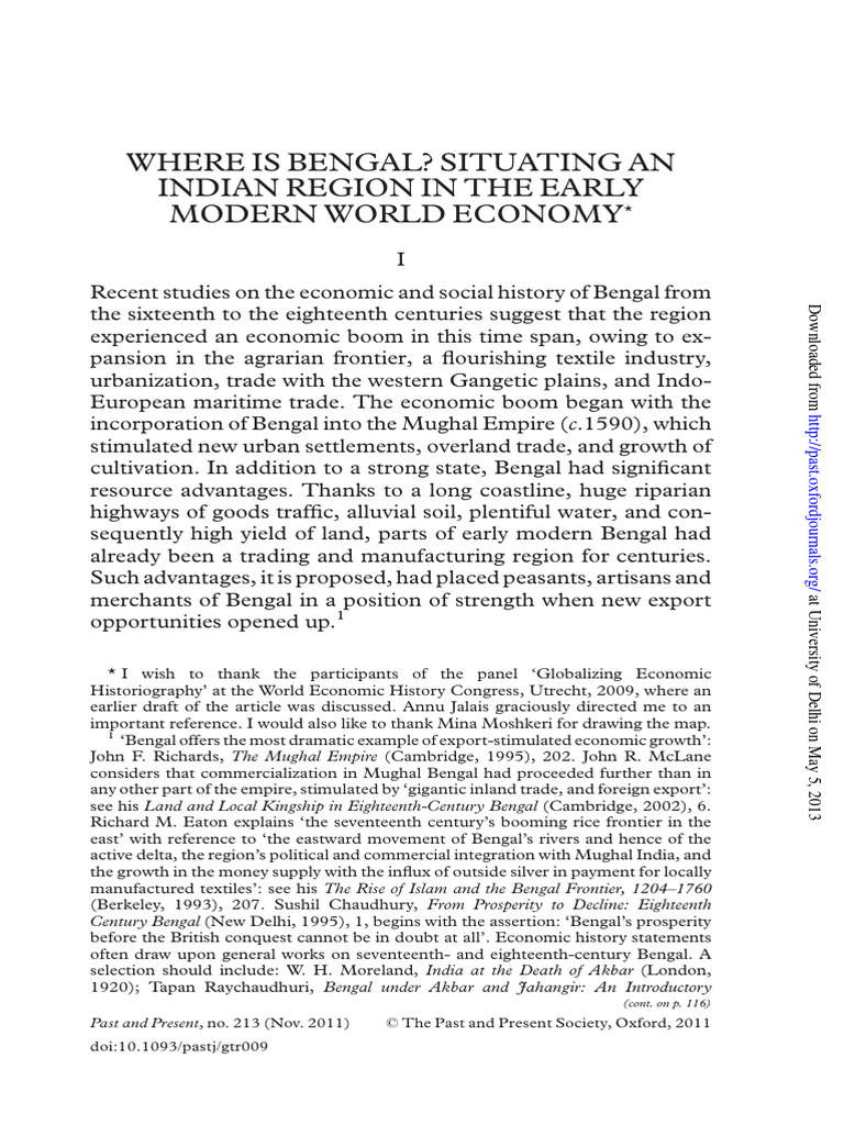 Tirthankar Roy-Where Is Bengal in Early Modern Economy | PDF | Bengal ...