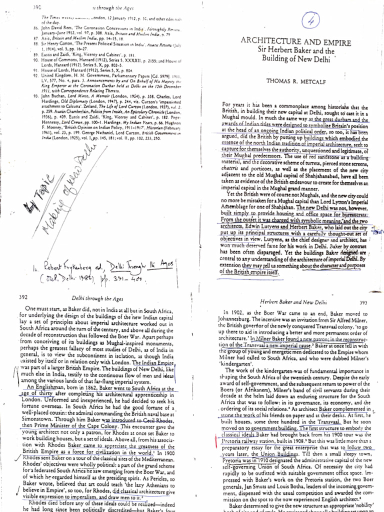 ARCHITECTURE AND EMPIRE Sir Herbert Baker and The Building of New Delhi ...