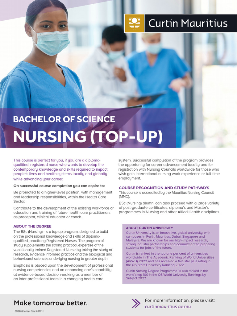 Bachelor of Science Nursing Global Top Up | PDF | Nursing | Bachelor's ...
