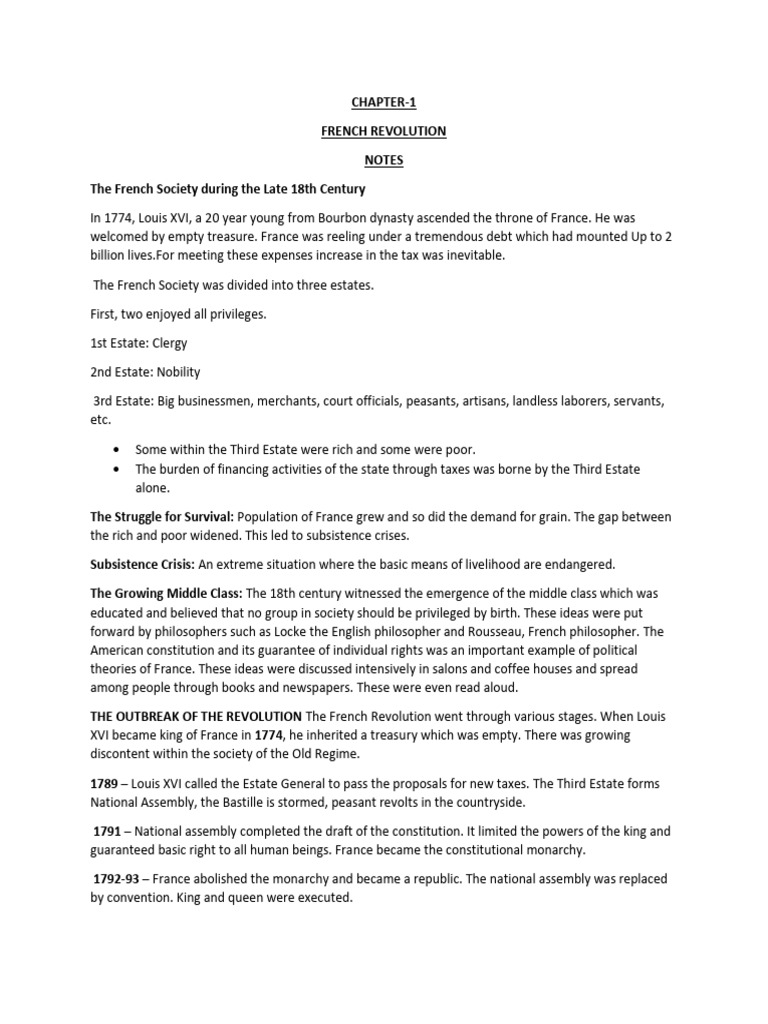 Class 9th french revolution notes and q&a | PDF | French Revolution ...