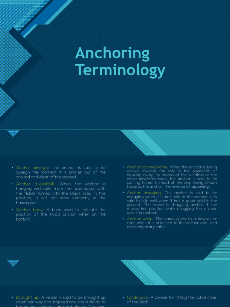 Anchoring Terminology | PDF | Anchor | Watercraft