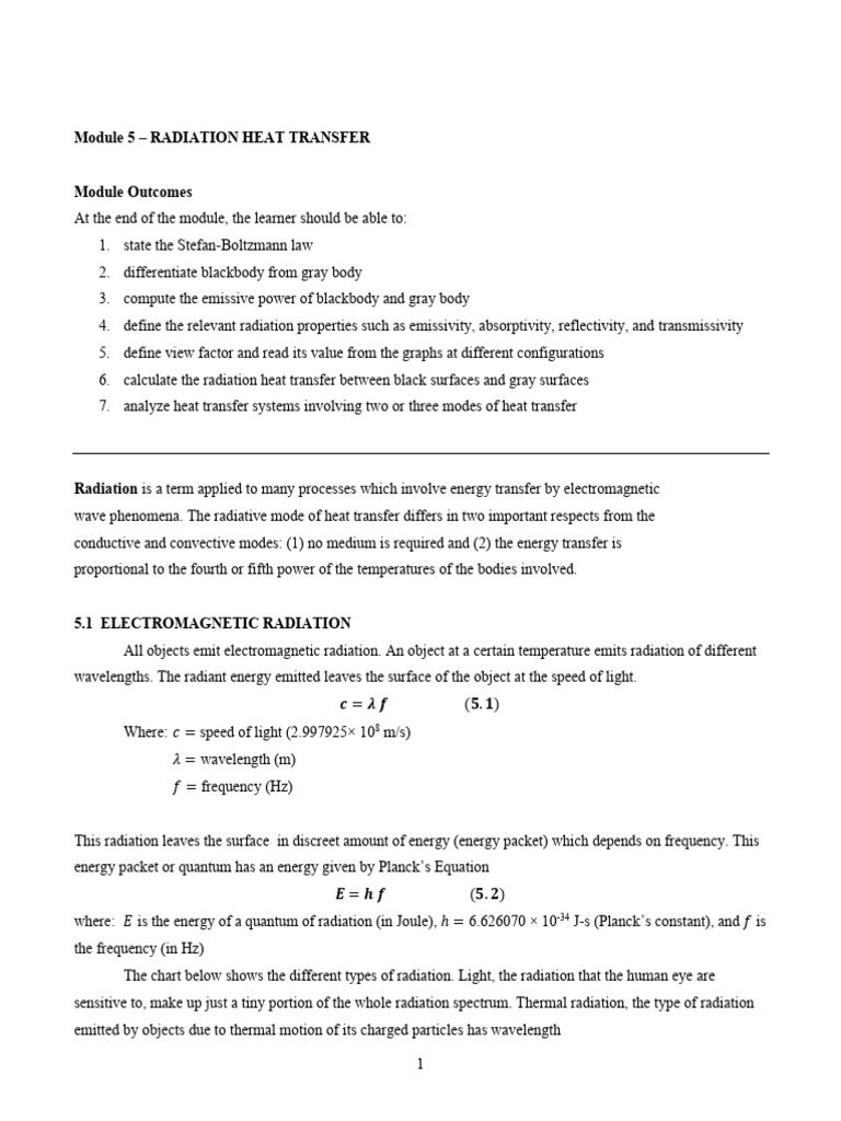 Module 5 Radiation | PDF | Heat Transfer | Electromagnetic Radiation