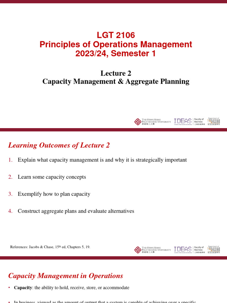 Lect 2 | PDF | Capacity Utilization | Inventory