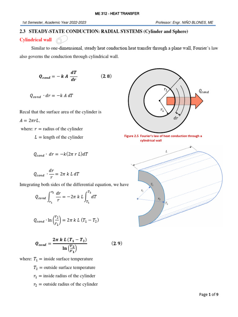 Module 2.3 CONDUCTION Cylindrical and Spherical Walls | PDF | Thermal ...