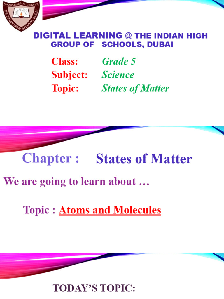 Grade 5 Science: Atoms & Molecules | PDF
