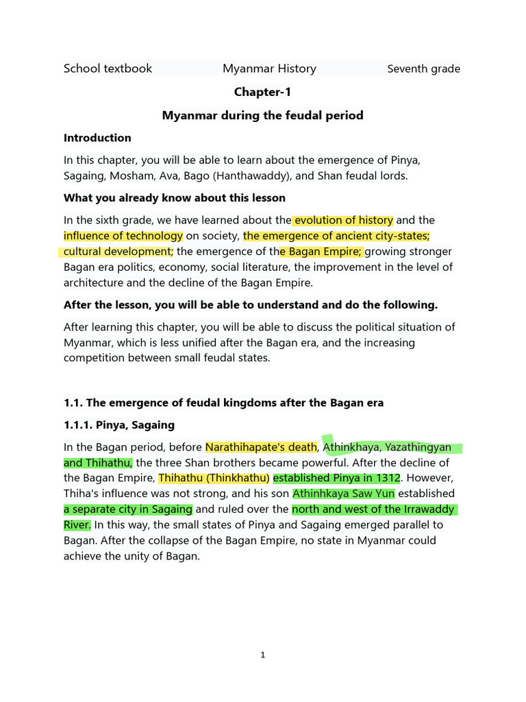 Sec-1 Myanmar History | PDF | Myanmar