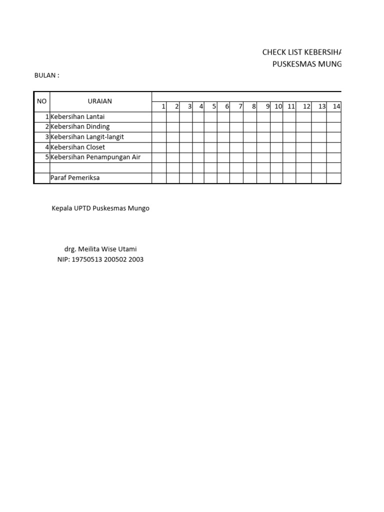 Check List Kamar Mandi | PDF
