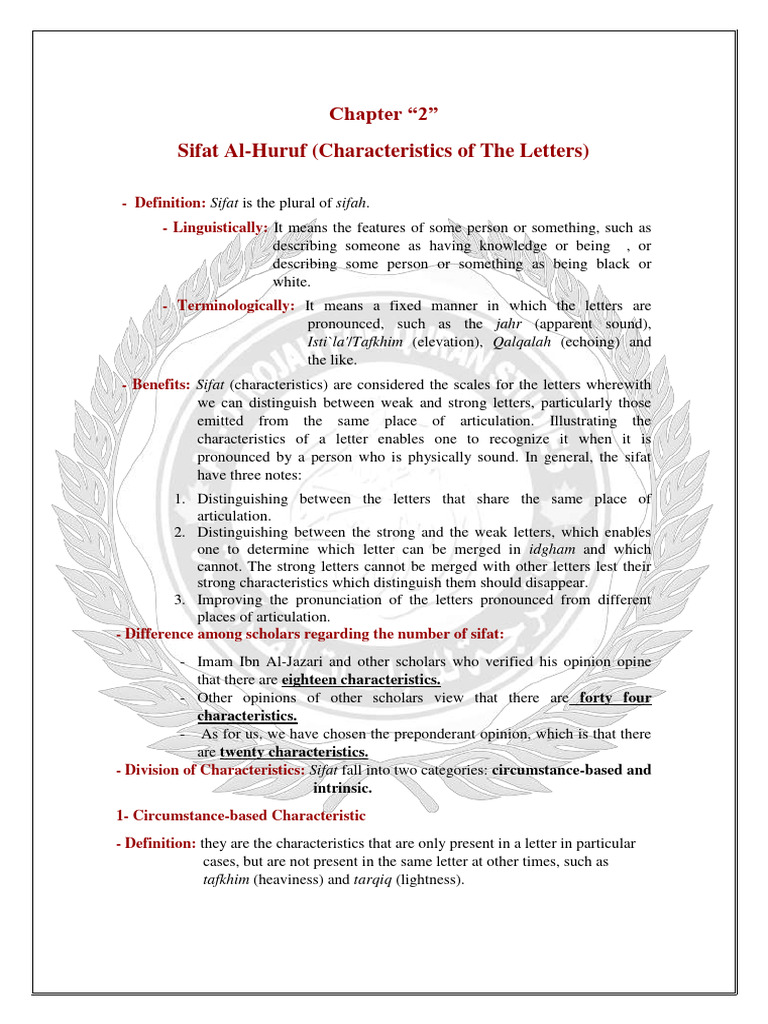 Characteristics of Arabic Letters | PDF | Phonetics | Linguistics
