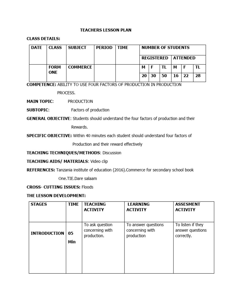 Lesson Plan | PDF | Lesson Plan | Behavior Modification