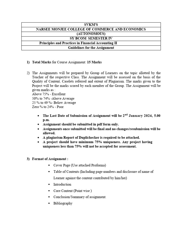 23 24 Guidelines For The Assignment PPFA Sem IV | PDF | Career & Growth ...