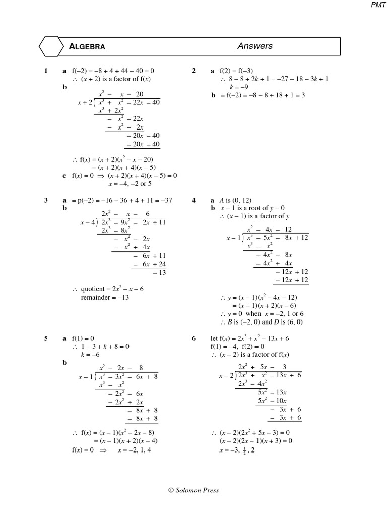 19b. Mixed Exam-Style Questions On Algebra - Answers | PDF