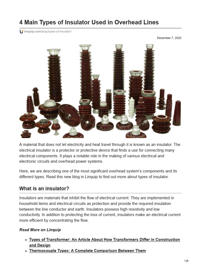 linquip.com-4-Main-Types-of-Insulator-Used-in-Overhead-Lines | PDF | Insulator (Electricity ...
